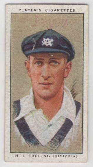 CRICKET - John Player & Sons 1934 Cricketers - #41 Hans Ebeling - Victoria