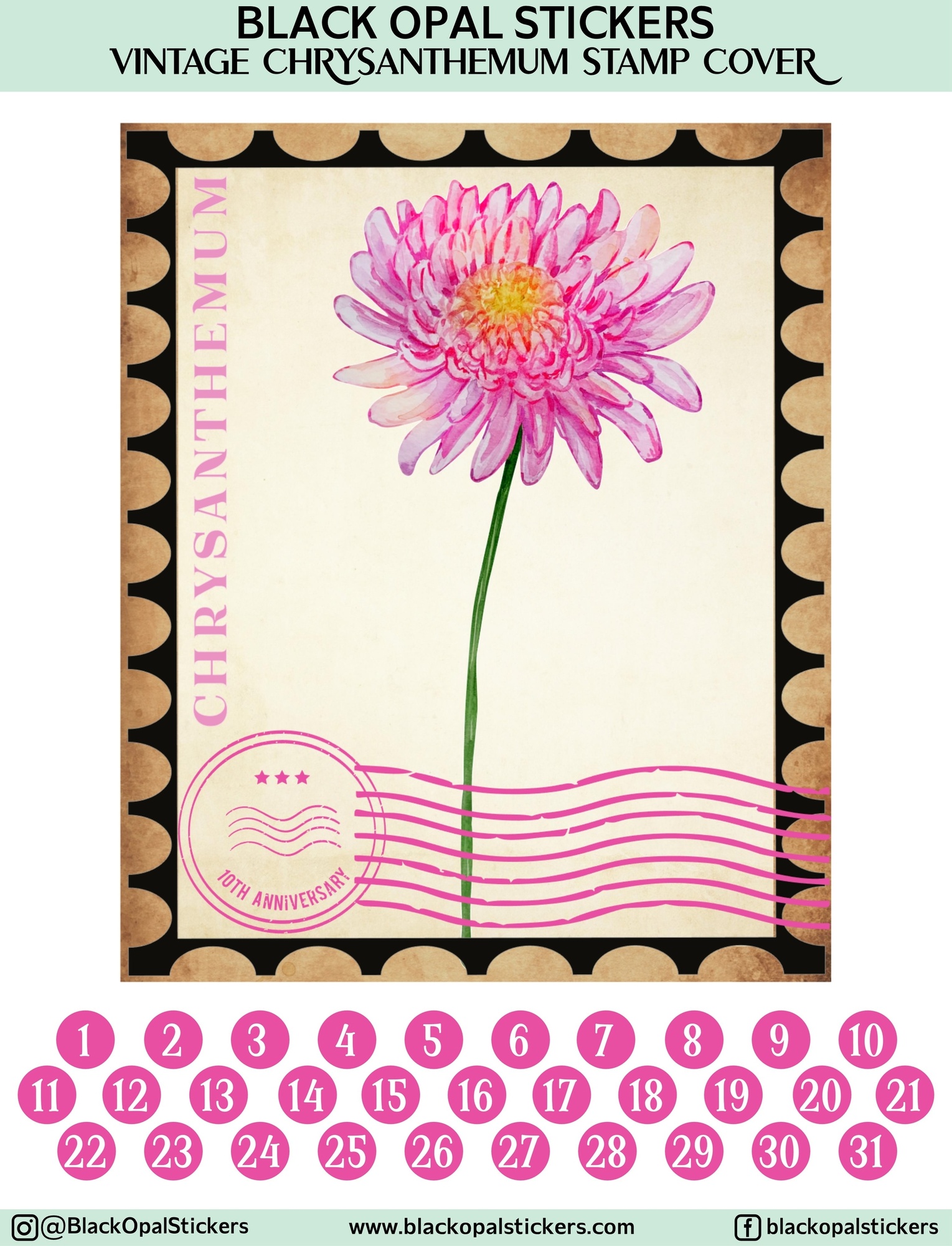 Vintage Chrysanthemum Stamp Cover Page