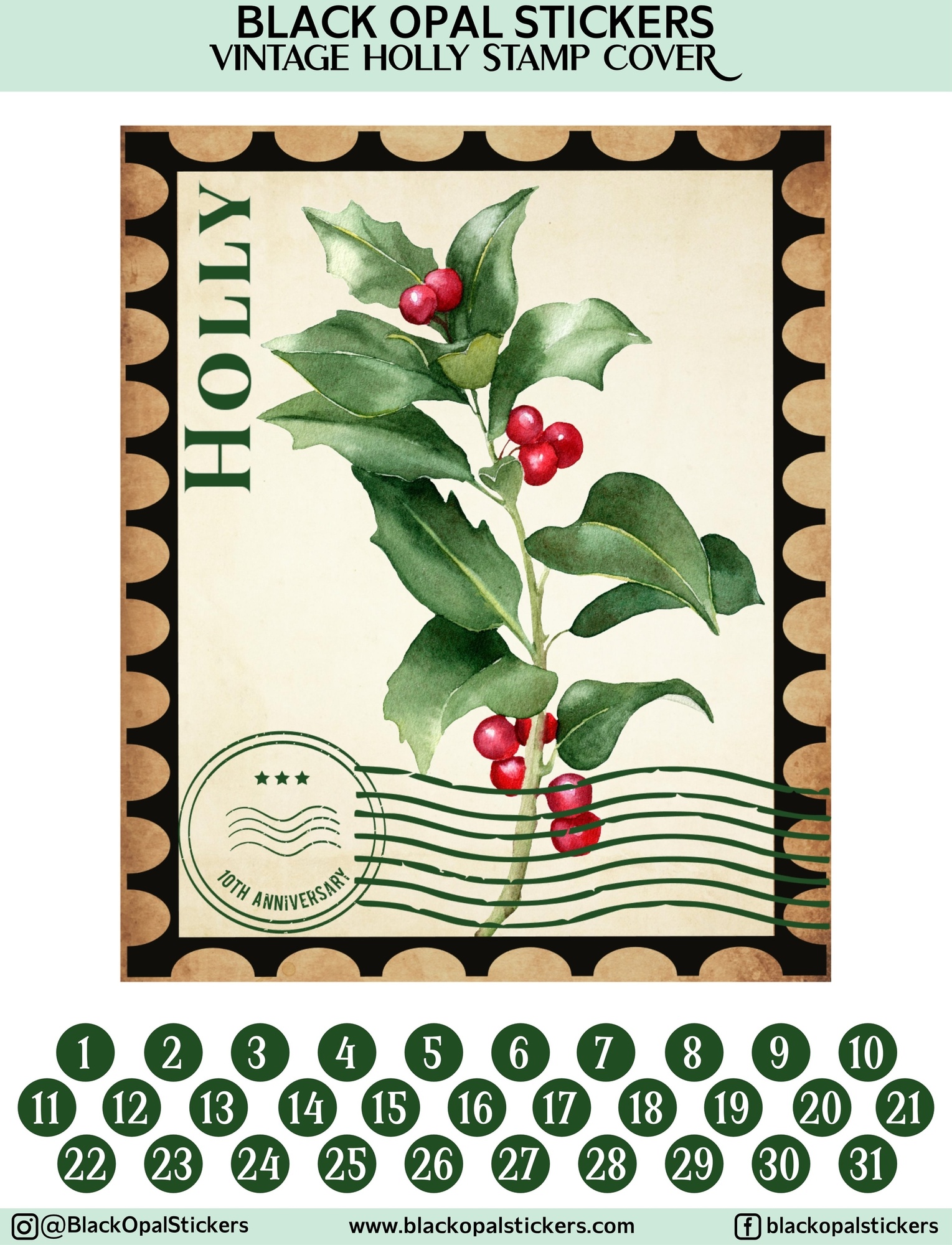 Vintage Holly Stamp Cover Page