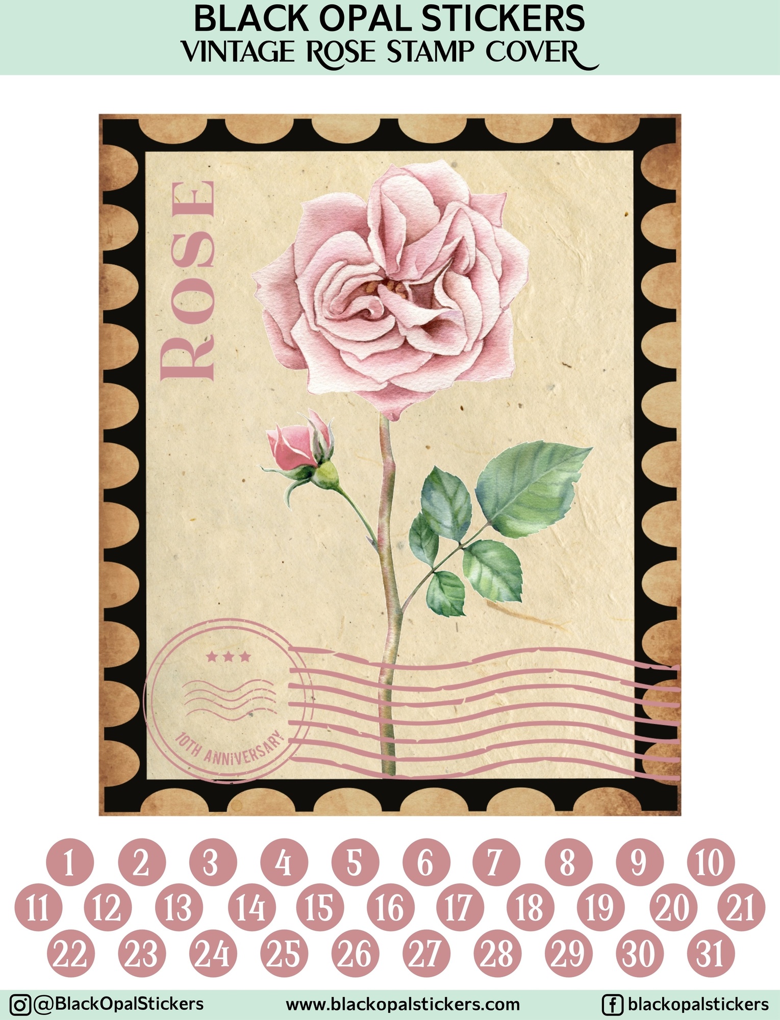Vintage Rose Stamp Cover Page