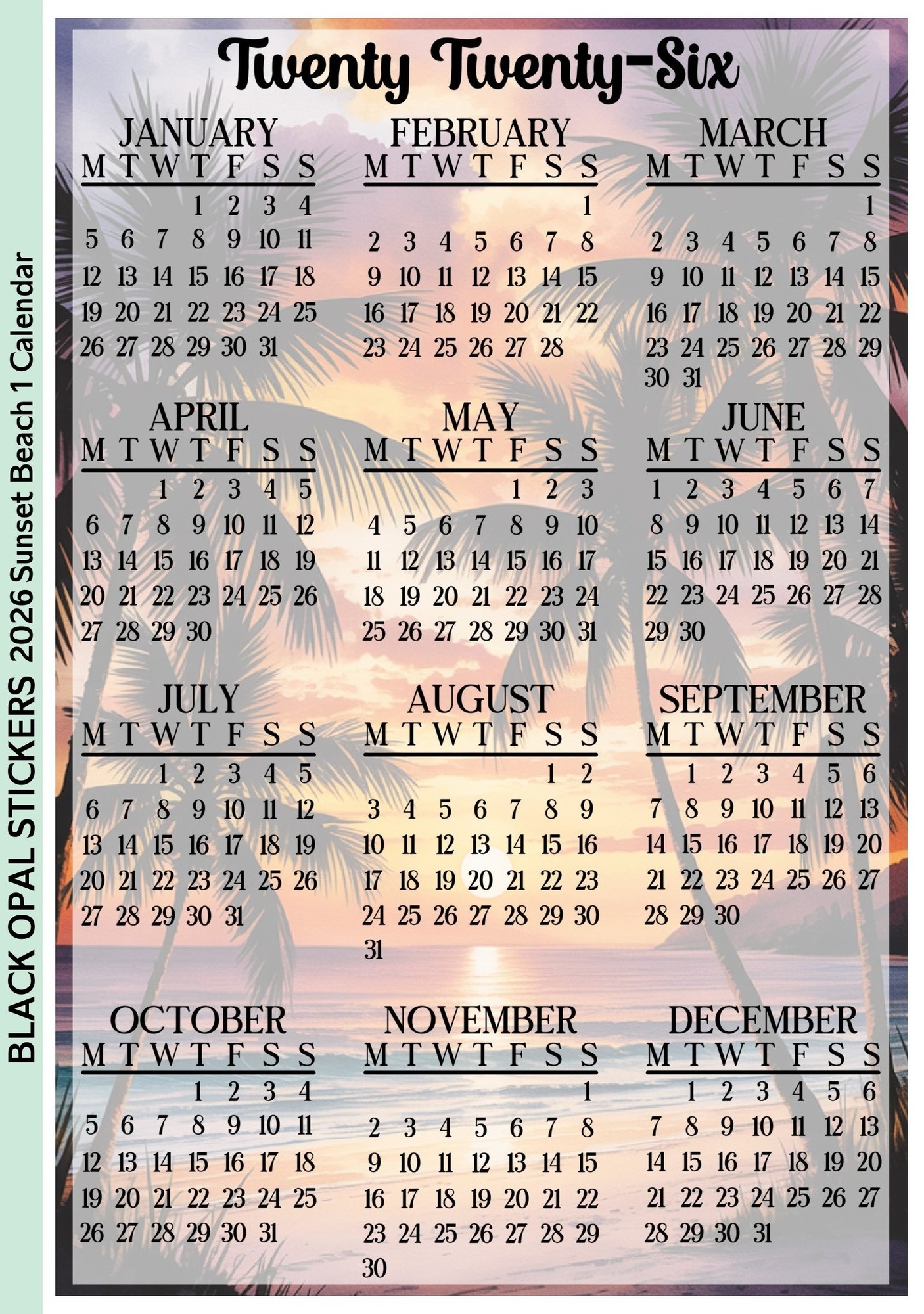 2026 Sunset Beach Calendars