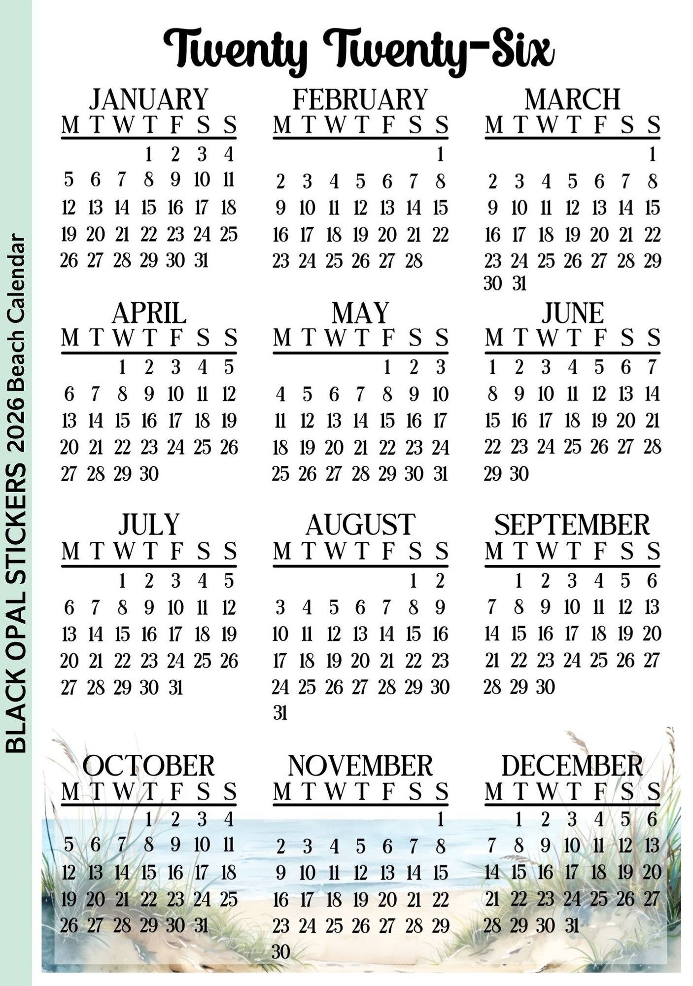 2026 Beach Calendar