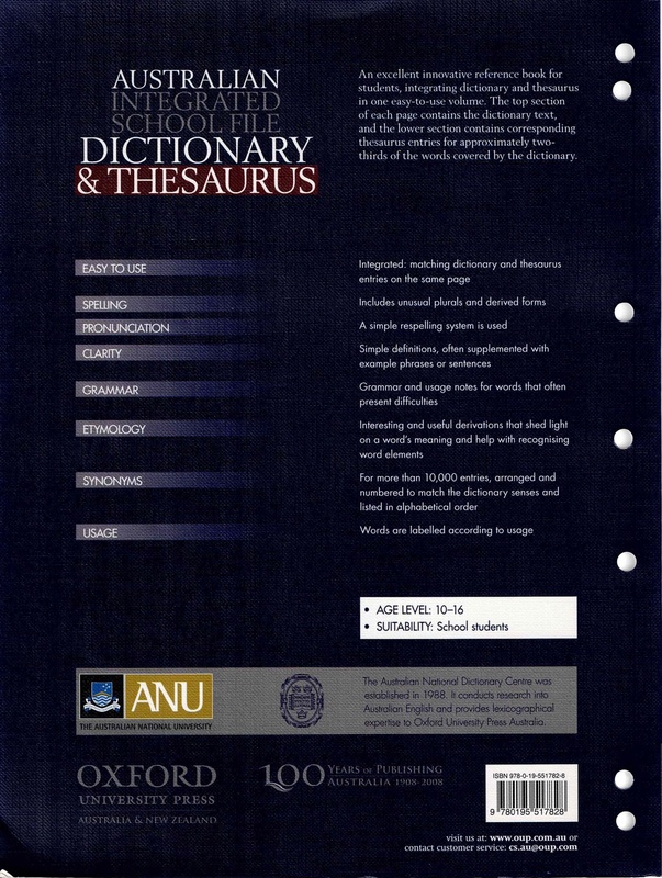 Oxford Australian Integrated School File Dictionary & Thesaurus